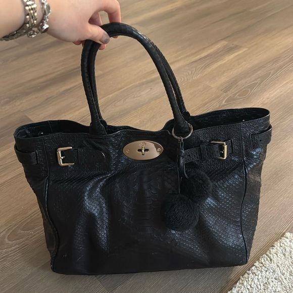 Mulberry | Bags | Mulberry Bayswater Black Leather Python Embossed ...